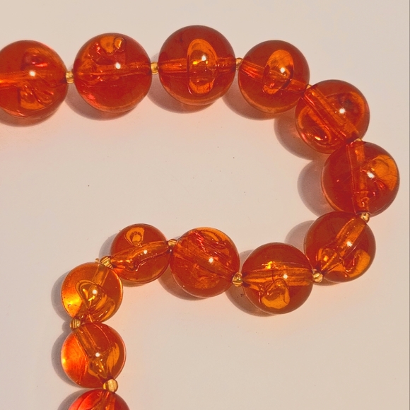 Hong Kong | Jewelry | Amber Lucite Hong Kong Necklace Graduated Beads ...